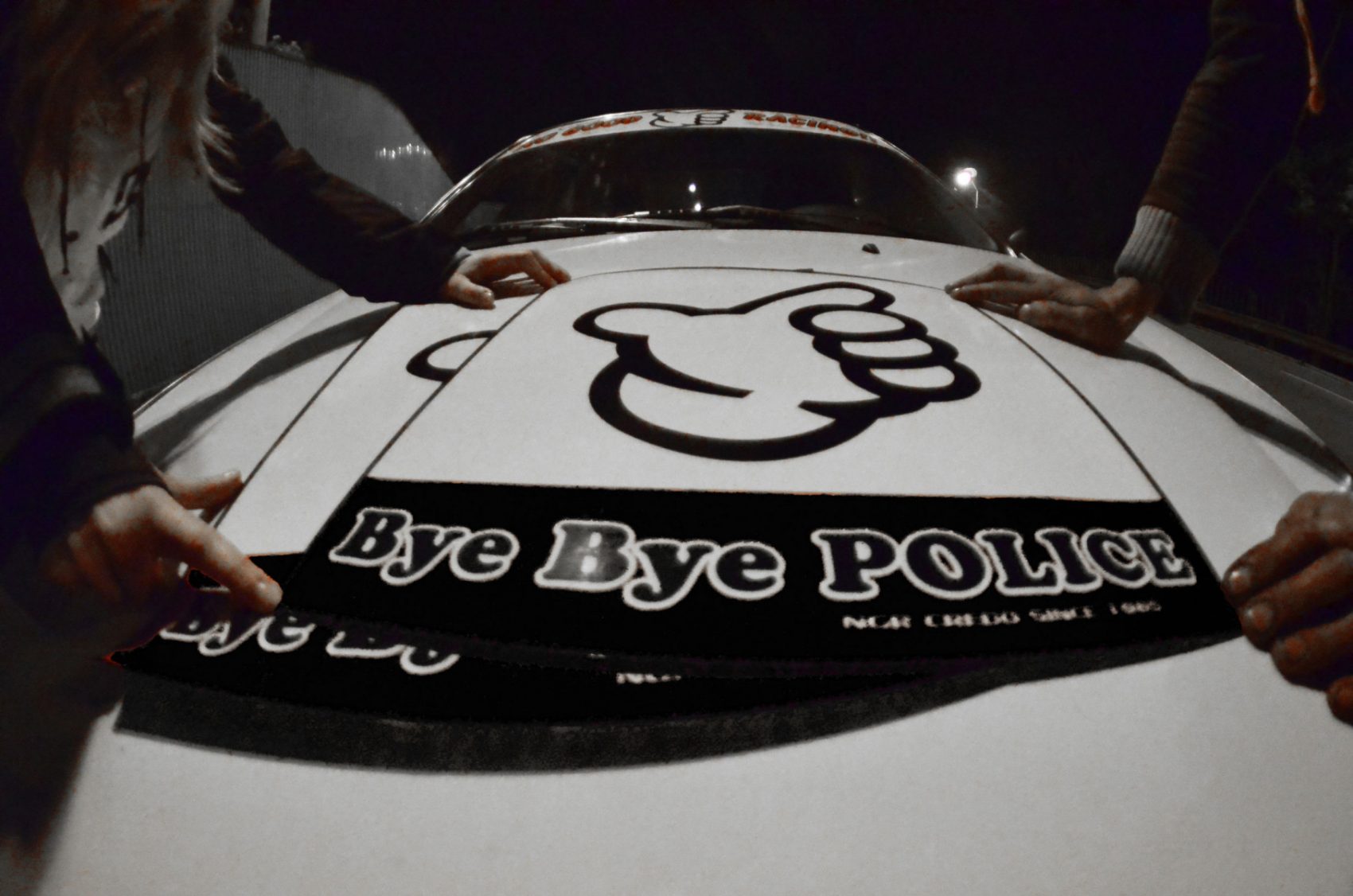 Bye Bye POLICE NGR Black Plates - Kanjo Custom Racing Decals And Stickers