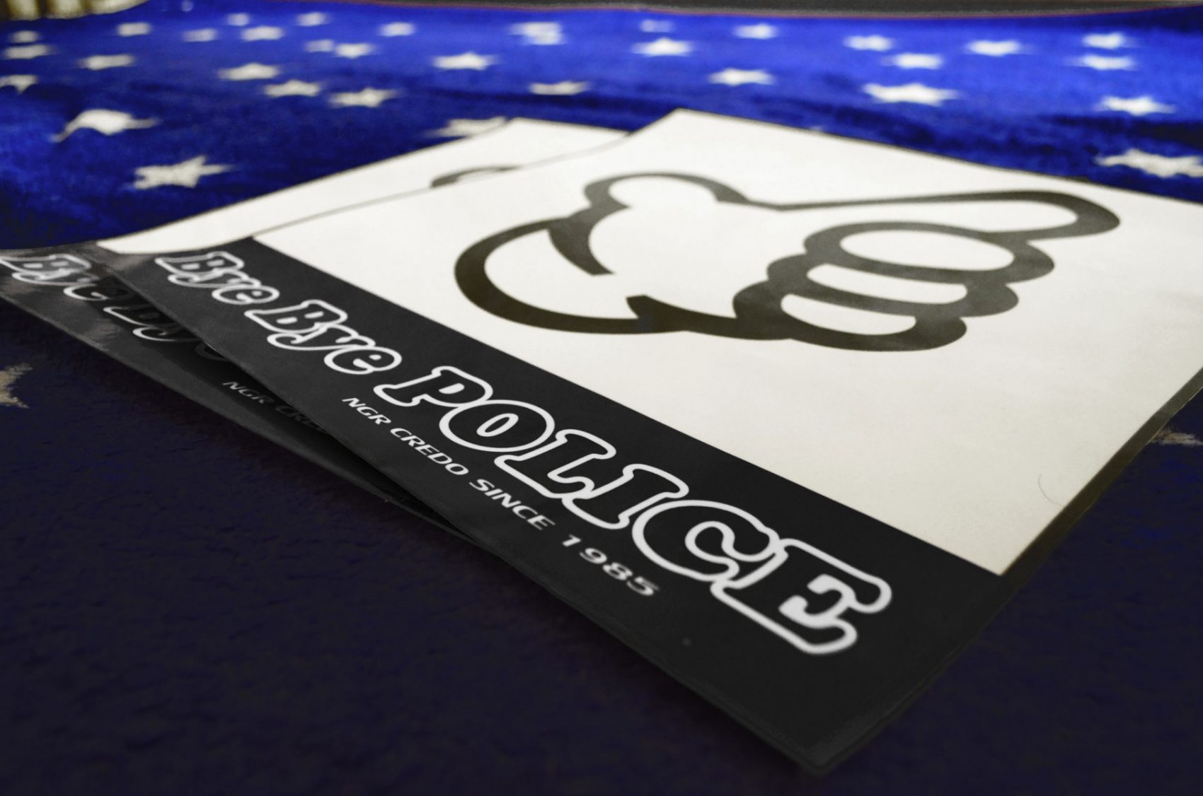 Bye Bye POLICE NGR Black Plates - Kanjo Custom Racing Decals And Stickers