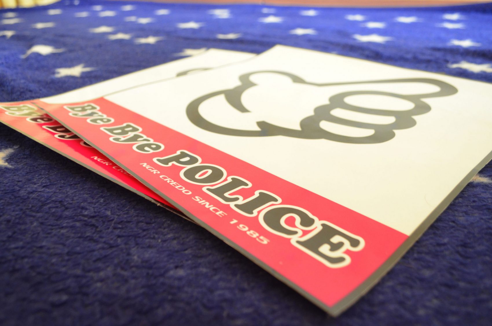 Bye Bye POLICE NGR Door Plates - Kanjo Custom Racing Decals And Stickers