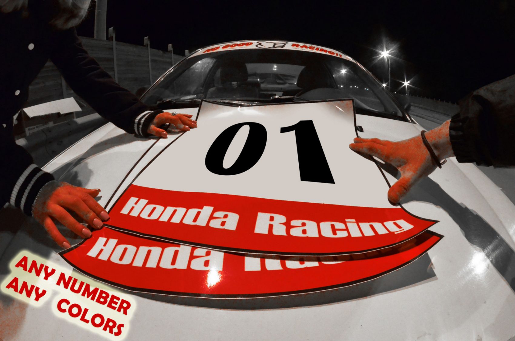 Honda Racing Door Number Plates - Kanjo Custom Racing Decals And Stickers