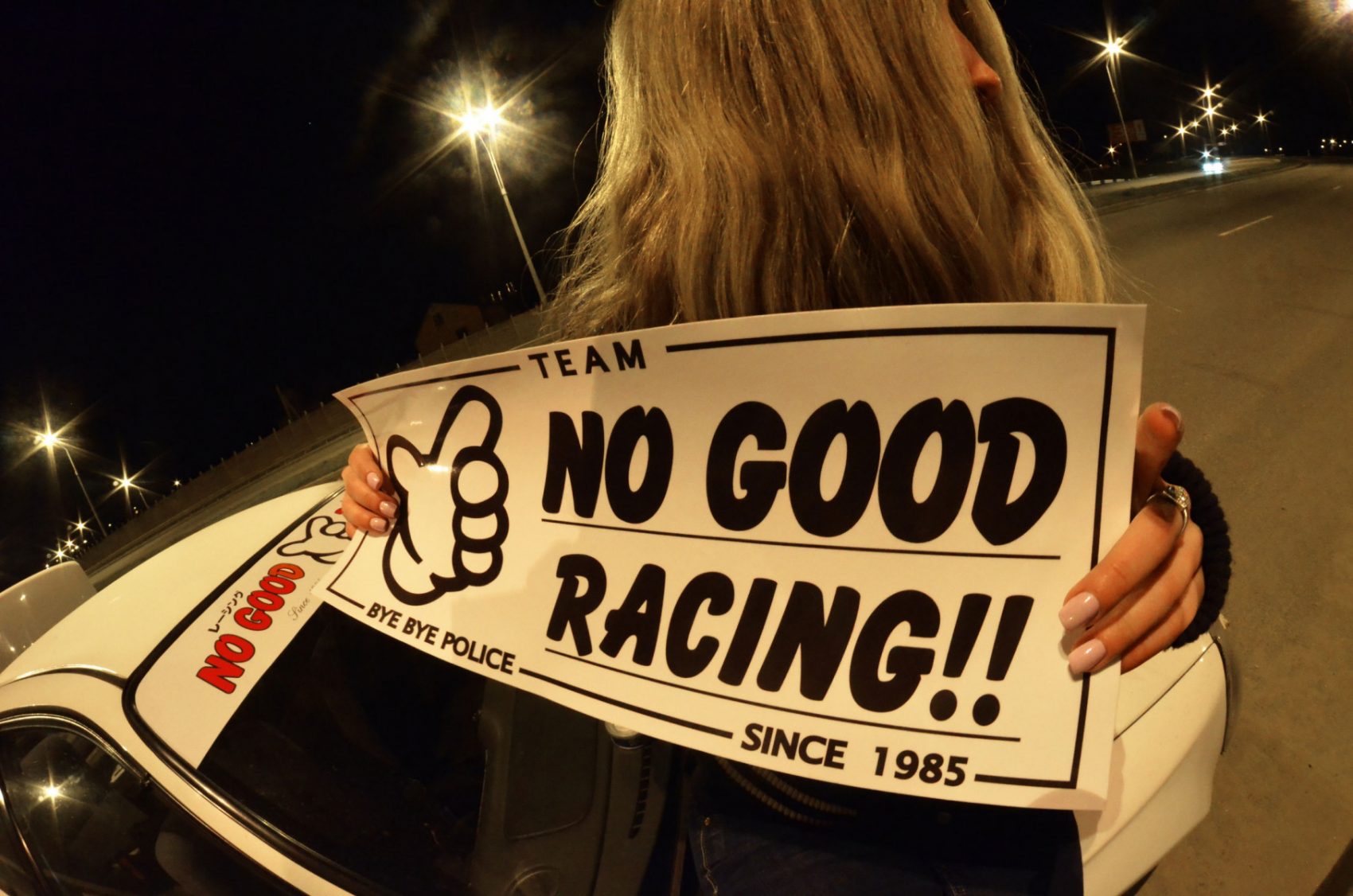 No Good Racing 16″ white-black Team Sticker - Kanjo Custom Racing ...